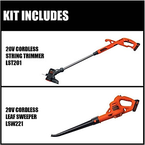 BLACK+DECKER 20V MAX* POWERCONNECT 10 in. 2in1 Cordless String Trimmer/Edger + Sweeper Combo Kit (LCC222)