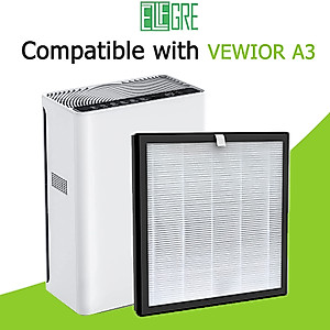 EzLfGre A3 Replacement Filter, Fit for VEWIOR A3 Air Purifier, 3-in-1 H13 True HEPA, 2 Pack