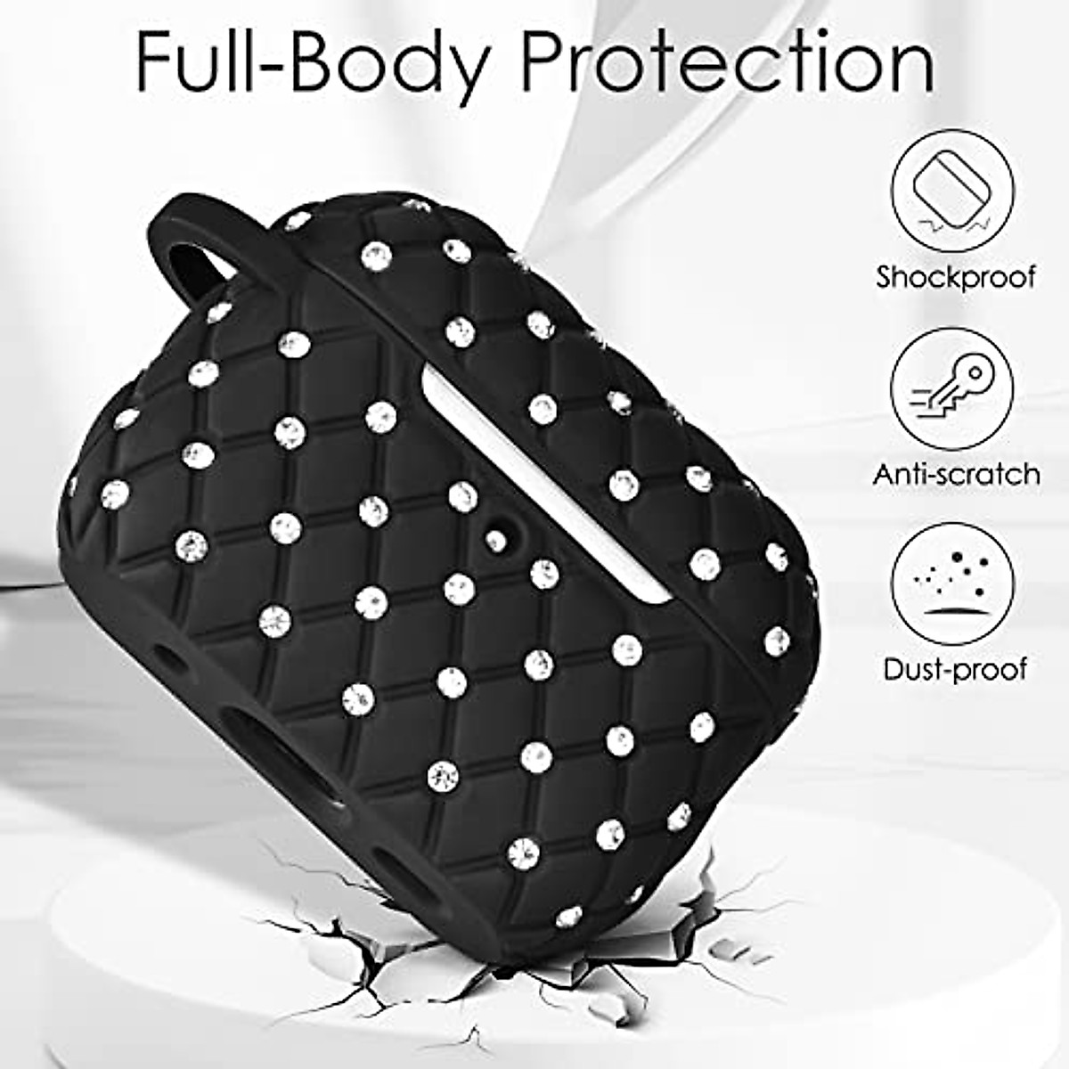 CAGOS for Airpods Pro Case, Cute Bling Crystal Protective Cover Compatible with Apple Airpods Pro 2nd Generation Case USB C and Airpods Pro 1st Generation Case for Women, Midnight