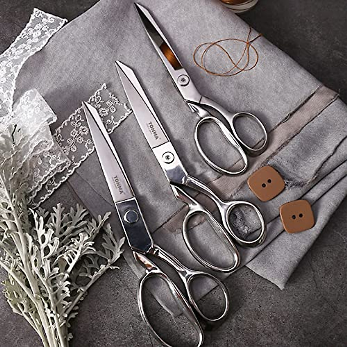 TONMA Sewing Scissors [Made in Japan] 9 Inch Professional Fabric Scissors, Industrial Japanese Solid Stainless Steel Dressmaker Tailor Shears, Ideal for Cutting Fabric Cloth Denim Leather