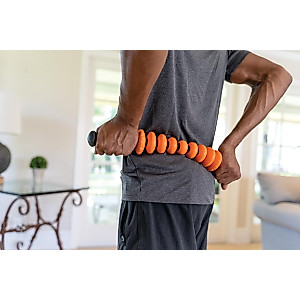 TRIGGERPOINT STK, Contour Massage Cane Stick, Handheld Foam Roller Deep Tissue Muscle Massage, Grey and Orange, 19.5 Inch/50 cm