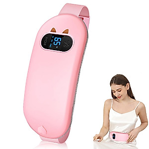 Heating Pad,Portable Cordless Heating Pad with 3 Heat Levels and 3 Massage Modes, 5s Fast Heating Pad Cramps Heat Belly Wrap Belt with Vibration Massage for Women and Girl(Pink)