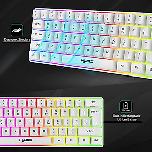 4 in 1 Wireless Gaming Keyboard Mouse and Converter with RGB Backlit Mini 61Key Ergonomic Honeycomb Shell 2.4Ghz USB Receiver Bluetooth Wired Adapter for PS4 PS3 Xbox Switch PC Mac Gamer Typist(White)