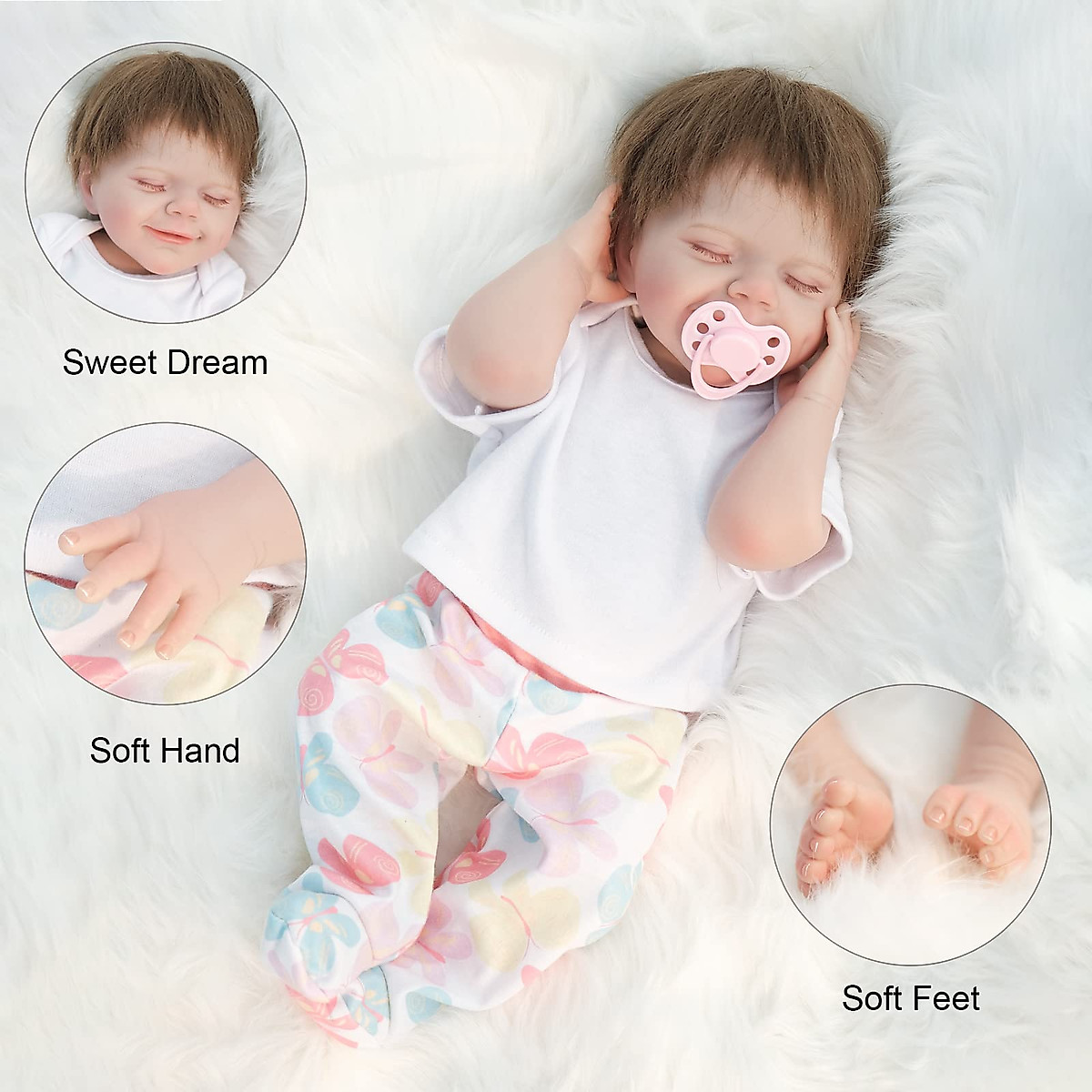 Zlgkjk Reborn Sleeping Baby Dolls Girl, Realistic Newborn Dolls with Soft Vinyl Silicone Full Body, 18 Inches Lifelike Baby Dolls for 3+ Year Old Girls, Kids