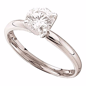 Solid 14k White Gold Round Diamond Solitaire Bridal Wedding Engagement Ring Band 1/4 Ct. - Size 8