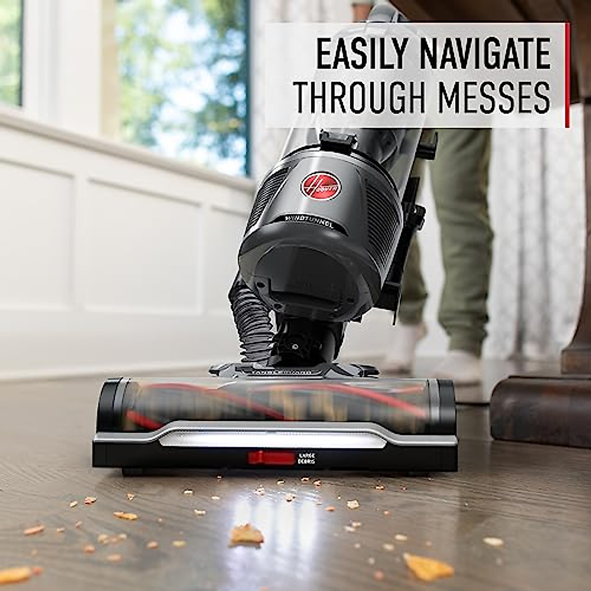 Hoover WindTunnel Tangle Guard Bagless Upright Vacuum Cleaner Machine, for Carpet and Hard Floor, Strong Suction with Anti-Hair Wrap, HEPA Media Filtration, Lightweight, UH77100V, Gray