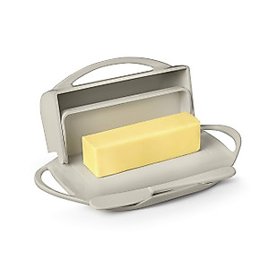 Butterie Flip-Top Butter Dish and Toaster Tongs Bundle (Ivory)