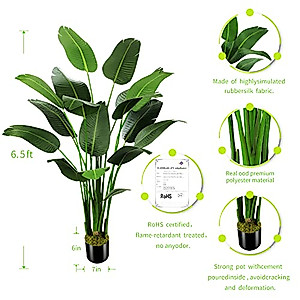 OXLLXO 6.5ft Artificial Silk Bird of Paradise Palm Tree (78in) with 17 Trunks Faux Tree and Plastic Nursery Pot, Fake Plant for Office House Farmhouse Living Room Home Decor (Indoor/Outdoor)