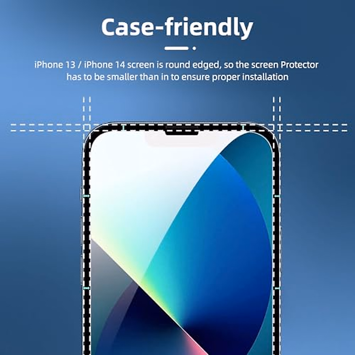 NEW'C 3 Pack Designed for iPhone 14, iPhone 13, iPhone 13 Pro (6.1 inches) Screen Protector Tempered Glass,Case Friendly Scratch-proof, Bubble Free, Ultra Resistant