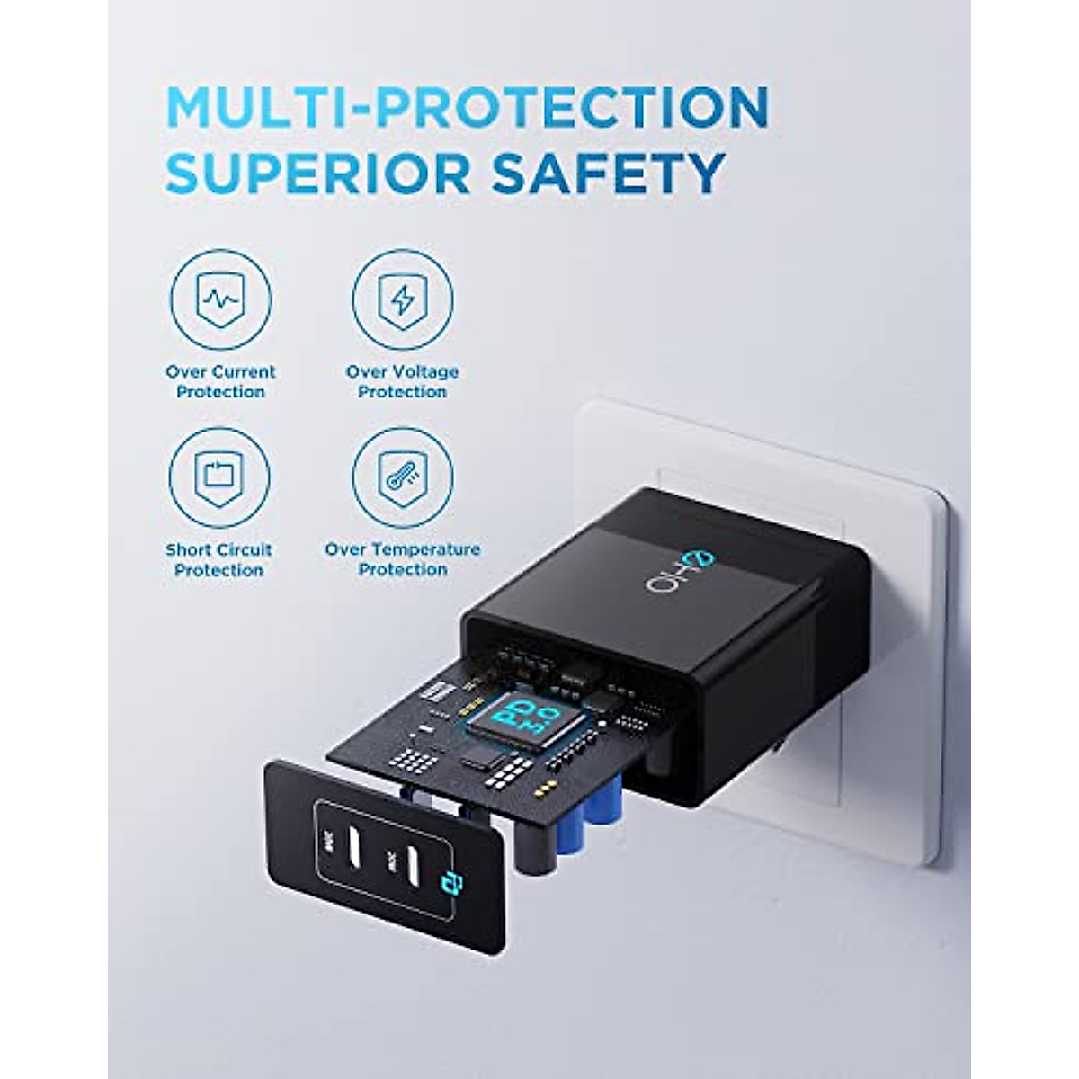 Dual USB C Charger with Apple MFi Certified Lightning Cable, 40W(20W Max Each) USB C Cell Phone Wall Charger Fast Charger Block Compatible with iPhone 13/12/11, Airpods, iPad