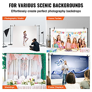 VEVOR 10ft x10ft Pipe and Drape Kit, Heavy Duty Backdrop Stand with Carbon Steel Base, Adjustable Backdrop Support with 2 Clamps and A Carry Bag for Wedding, Party, Event, Photography and Exhibition