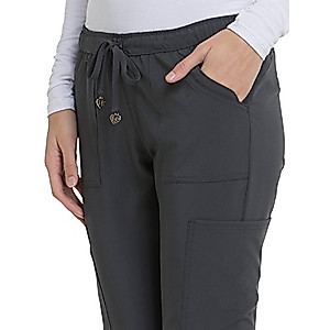 HeartSoul Women Scrubs Pant Low Rise Drawstring HS025, M, Pewter