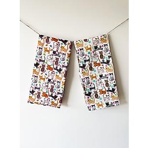 Sunshine Vibes Cat Tea Towels Set of 2 100% Cotton cat Lover Pattern with Hanging Loop; to Tackle All of Your Drying, Wiping and Cleaning Kitchen tasks for cat Lover!