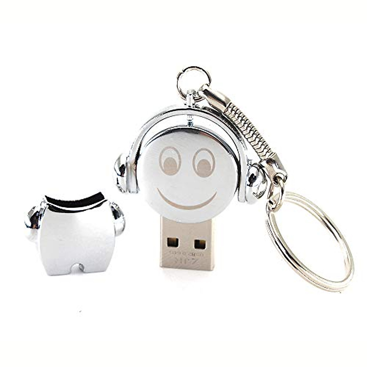 Novelty Cute Cartoon Flash Drive 64GB Thumb Drive Memory Stick for PS4/PC/Laptop/Computer/External Storage Data/Photo/Video(Silver-Smile)