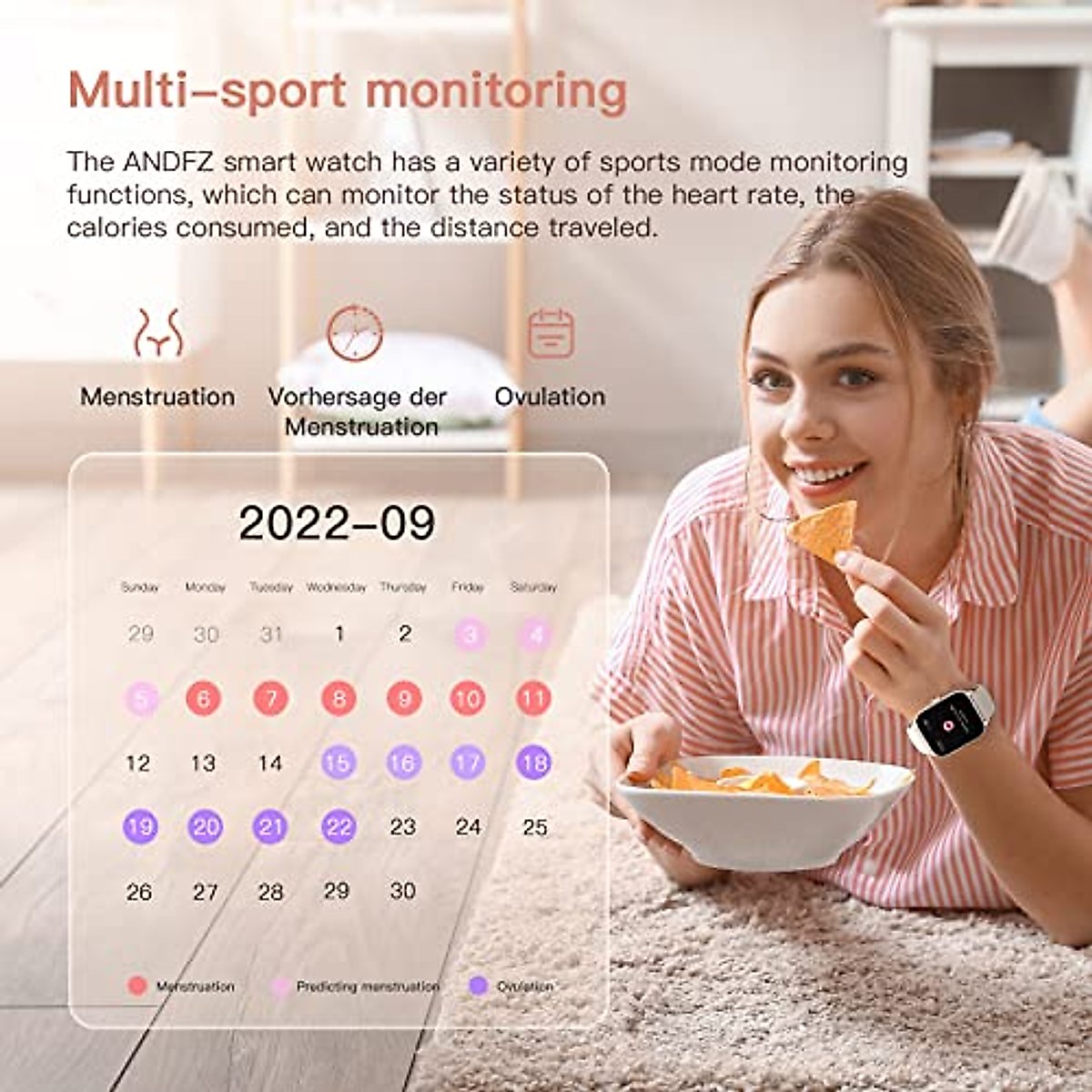 Smart Watch (Receive & Dial), 2023 Newest 1.85" TFT HD Touch Screen, Smart Watch for Women Men with Fitness Tracker, Smart Watch for Android iPhone with Text, Pedometer, Heart Rate (Starlight)