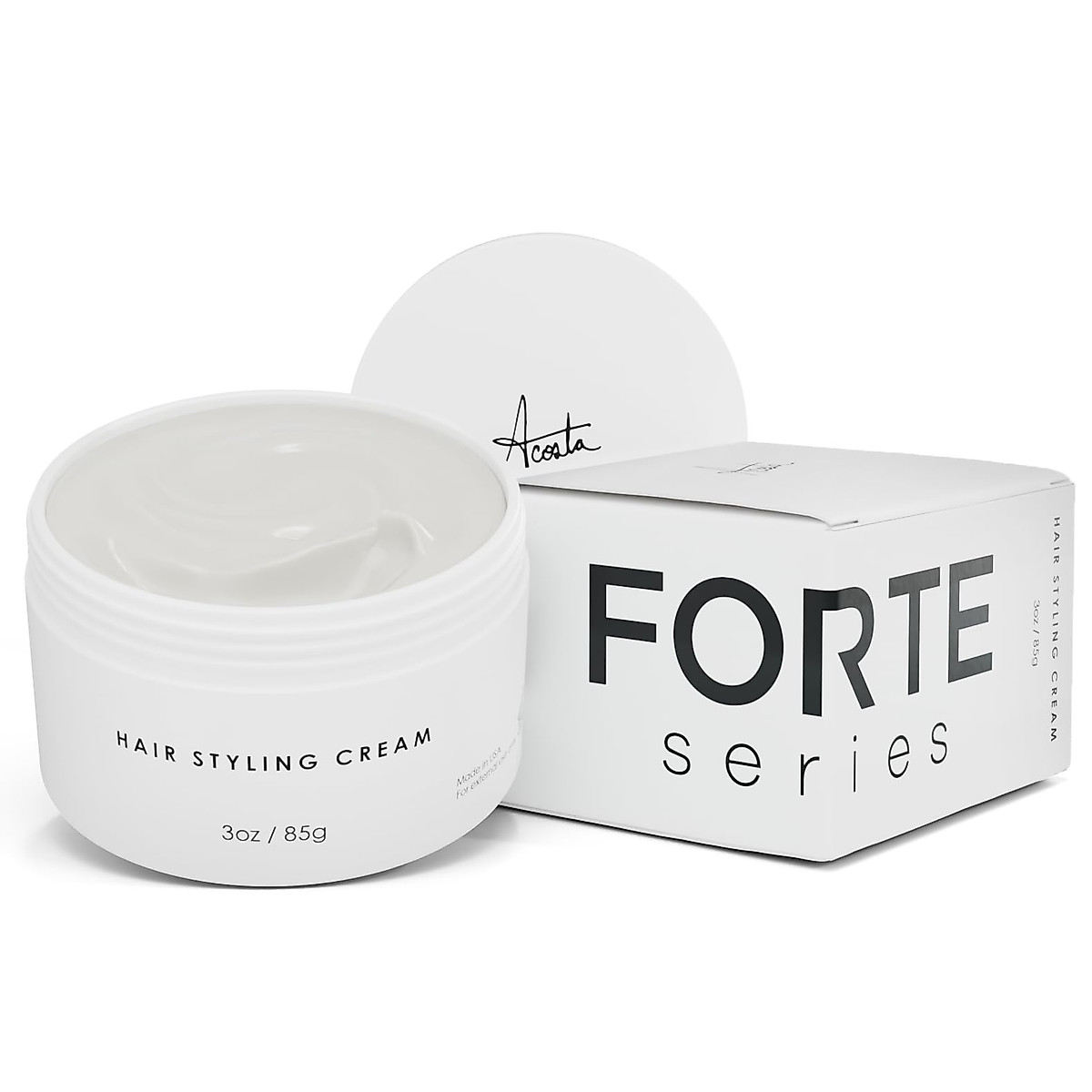 Forte Series Hair Styling Cream, 3 oz, Medium Hold, Light Cream, Volumizing & Thickening Cream for Men, Water Soluble Hair Texturizer for Easy Washout