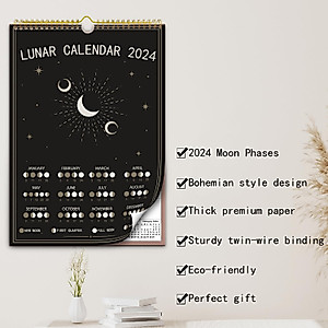 2024 Calendar - Wall Calendar From January 2024 to December 2024, 2024 Aesthetic Modern Boho Vertical Hanging Large Calendar with Moon Phases, Perfect for Monthly Organizing & Planning, 10"×14.5"