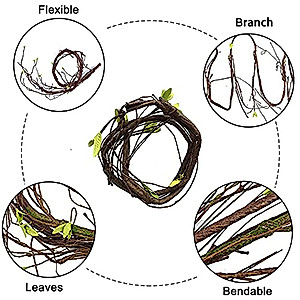Reptile Bend-A-Branch Vines Flexible Leaves Pet Habitat Decor Climber Jungle Long Vines for Climbing Crested Gecko Lizard Frogs Snakes Chameleon 5 Pcs