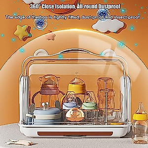 Baby Bottle Drying Rack, Baby Bottle Drying Rack with Cover, Drying Rack for Baby Bottles Accessories, Portable Bottle Drying Rack, Bottle Drying Rack Container with Drainer, for Home, Kitchen