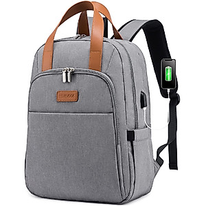 LOVEVOOK Laptop Backpack for Women,15.6 Inch Laptop Bag with USB Port,Stylish School Bookbag for College,Waterproof Travel Back Pack Fashion Work Computer Backpack for Teacher Nurse,Business, Grey-A