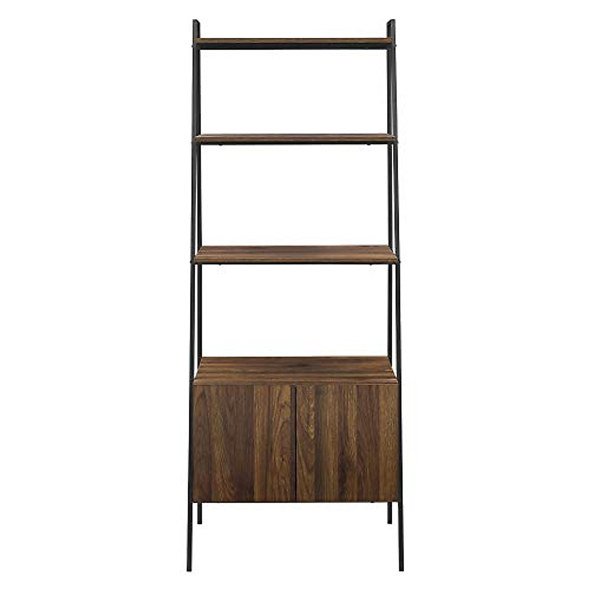 Walker Edison Industrial Wood Ladder Bookcase Home Office Workstation, 72 Inch, Dark Walnut