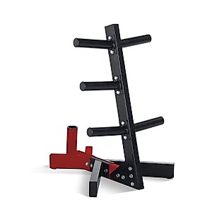 CAP Barbell Olympic Plate Tree Storage Rack for Weights and Bar, Red