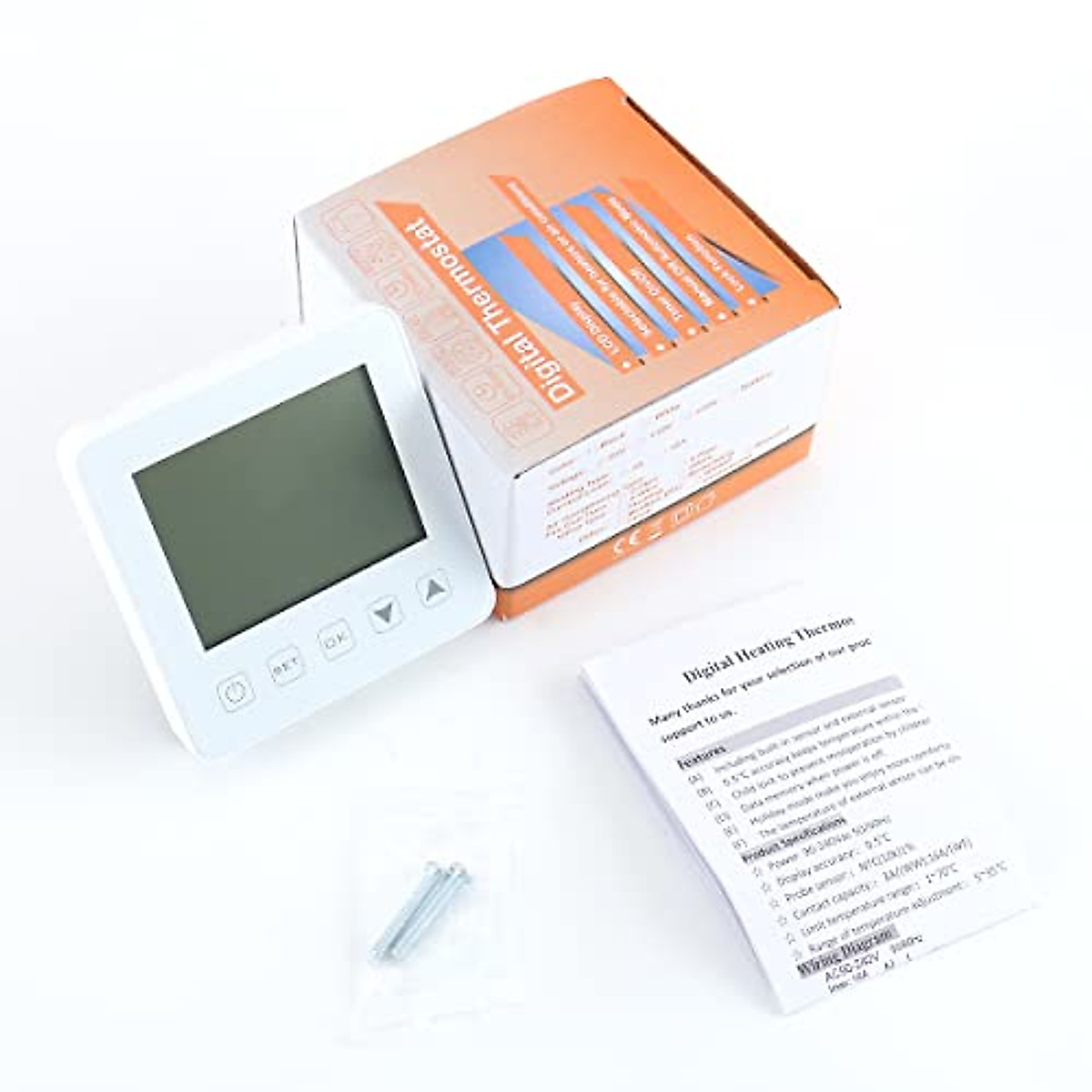 Wengart WiFi Smart Thermostat WG02B05-1,AC230V Max3A 2.4GHz Wi-Fi APP TUYA for Radiant Floor Heating,Compatible with Alexa Echo/Google Home,White Backlight