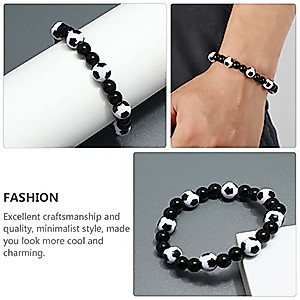 Holibanna Mens Beads Bracelet Men Beaded Bracelet Football Bracelets Soccer Shape Beads Wrist Chain Party Favor for Boy Men Plastic Beaded Wrist Jewelry Stocking Stuffer Treats