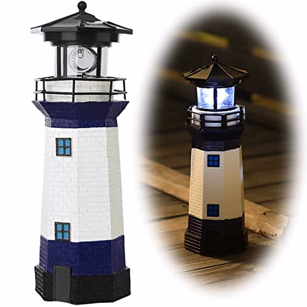 Solar Lighthouse with Rotating Beacon - Garden Decor & Gifts