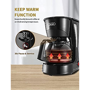 Gevi 4 Cups Small Coffee Maker, Compact Coffee Machine with Reusable Filter, Warming Plate and Coffee Pot for Home and Office