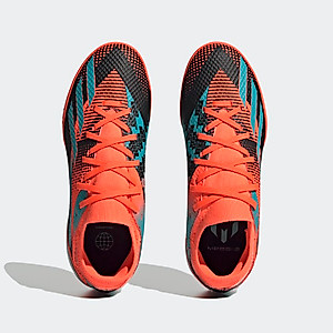 adidas X SPEEDPORTAL Messi.3 Indoor Soccer Shoe, Team Solar Orange/Mint Rush/Black, 2 US Unisex Little Kid