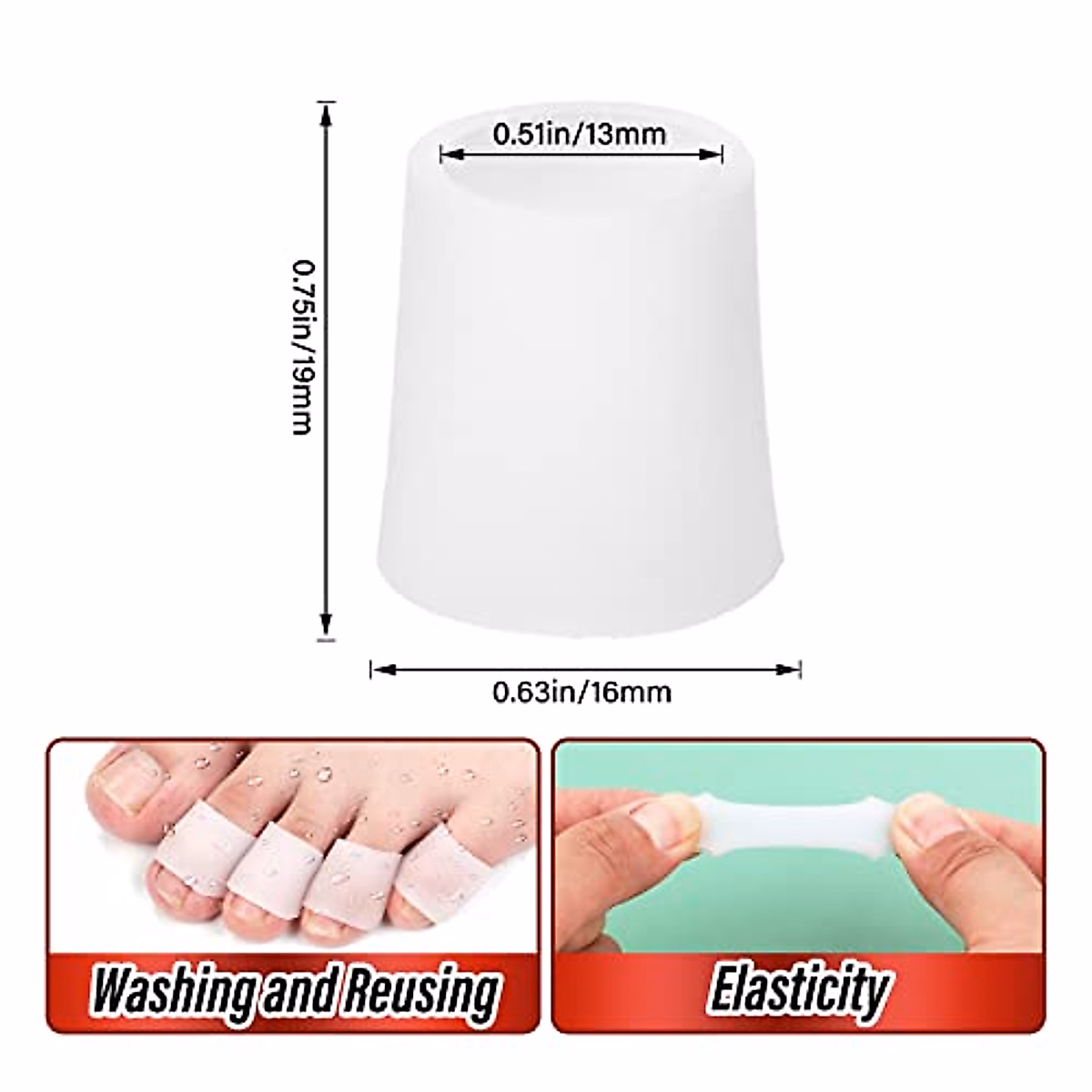 WLLHYF 20 Pieces Toe Sleeves, Gel Toe Protectors Toe Tube Pads Breathable Toe Covers Pinky Toe Spacers for Bunion Overlap Toe Hammer Toes Preventing Rubbing Relief Pain (20 White)