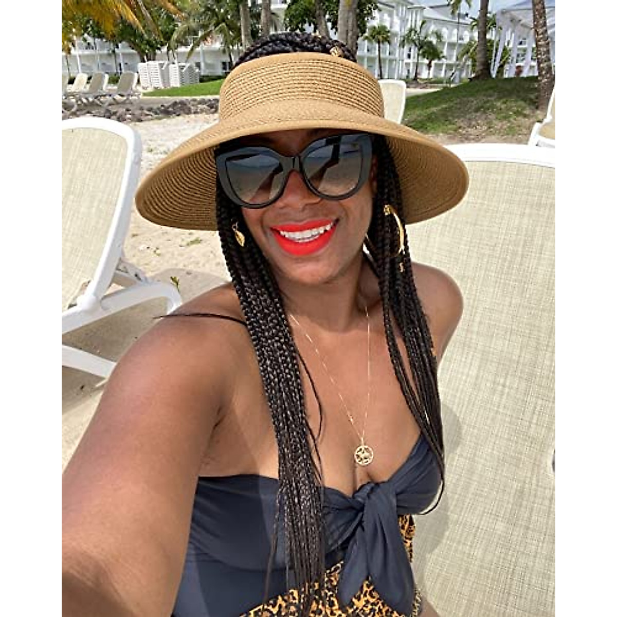 FURTALK Women's Visor, 01-Pure Khaki, Medium