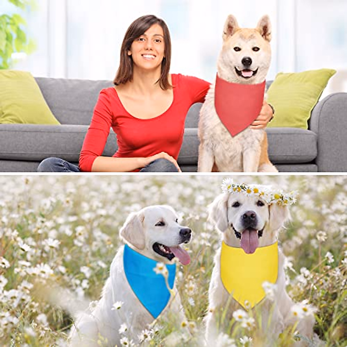 60 Pcs Dog Bandanas Bulk Heat Transfer Dog Bibs Sublimation Dog Bandana Blank DIY Triangle Washable Dog Bibs Scarfs Adjustable Pet Bandana Kerchief Apparel Accessories for Dog Puppy Cat Pet (L Size)