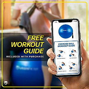 URBNFit Exercise Ball - Yoga Ball for Workout, Pilates, Pregnancy, Stability - Swiss Balance Ball w/Pump - Fitness Ball Chair for Office, Home Gym, Labor- Blue, 26 in