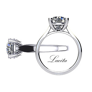 NANA Jewels 2.00ct Pure Brilliance Zirconia Engagement Ring Wedding Set Round Brilliant Cut Lucita Solitaire Silver Size 6