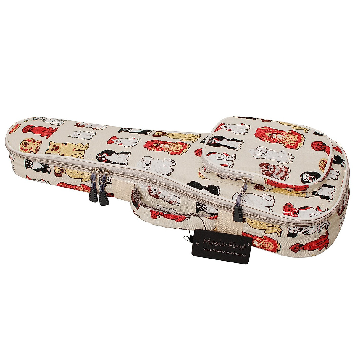 MUSIC FIRST Canvas 21“ Soprano "MR DOG" ukulele case ukulele bag ukulele cover, Original Design.