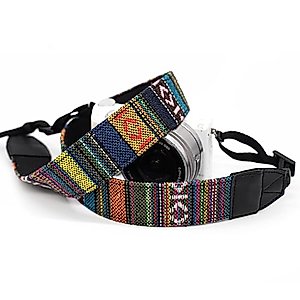 Eggsnow Vintage Camera Strap 1.5" Wide Woven Camera Straps, Binocular Strap Universal Shoulder Strap for All DSLR Cameras & Binoculars, Great Gift for Men Women Photographers (E1 - MultiColor)