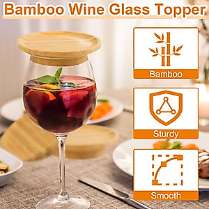 Generic 4 Pcs Wine Glass Charcuterie Topper, Wine Glass Charcuterie Board Topper, Bamboo Wine Glass Topper, Wine Glass Charcuterie Holder for Family Gatherings Party, Medium, Light Brown