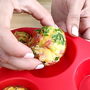 FUNBAKY Silicone Muffin Pan, European LFGB 12 Cups Cupcake Pan, 2-Pack Muffin Tin for Muffin, Cupcake, Fat Bomb, Egg Muffin, 100% Food Grade Silicone Molds