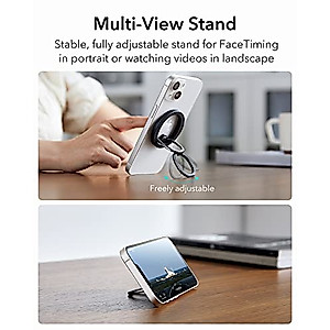 ESR for MagSafe Ring Holder (HaloLock), MagSafe Phone Grip, Magnetic Phone Ring Holder, Magnetic Phone Grip with 2-Way Adjustable Stand for iPhone 16/15/14/13/12 Series, MagSafe Accessories, Black