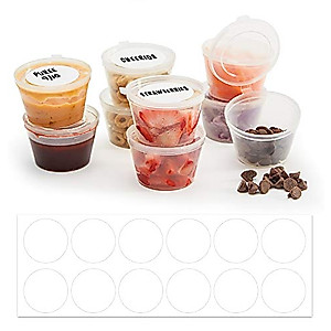 50 Pack BPA-Free Disposable Baby Food Freezer Storage Containers Hinged Lids (3 oz) Labels | Leak-Proof | Travel Snack Cups | Store Homemade, Organic Purees | Freezer Dishwasher Safe