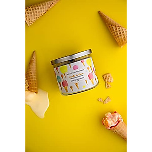 Smells - Premium Soy Wax Round Jar Scented Candle 16oz. - 100% Cotton 3-Wicks - Fragrance That Eliminates Home and Office Odors: Food, Pets, Smoke and Others (1-Pack, Vanilla Ice Cream)