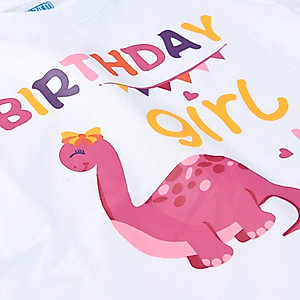 3rd Birthday Dinosaur T-Shirt Tee for Toddler Kids Girls - Dino Birthday Party T Shirt 3 Years Old White Short Sleeve Printed Graphic Outfit 100% Cotton B-Day Shirt Gift