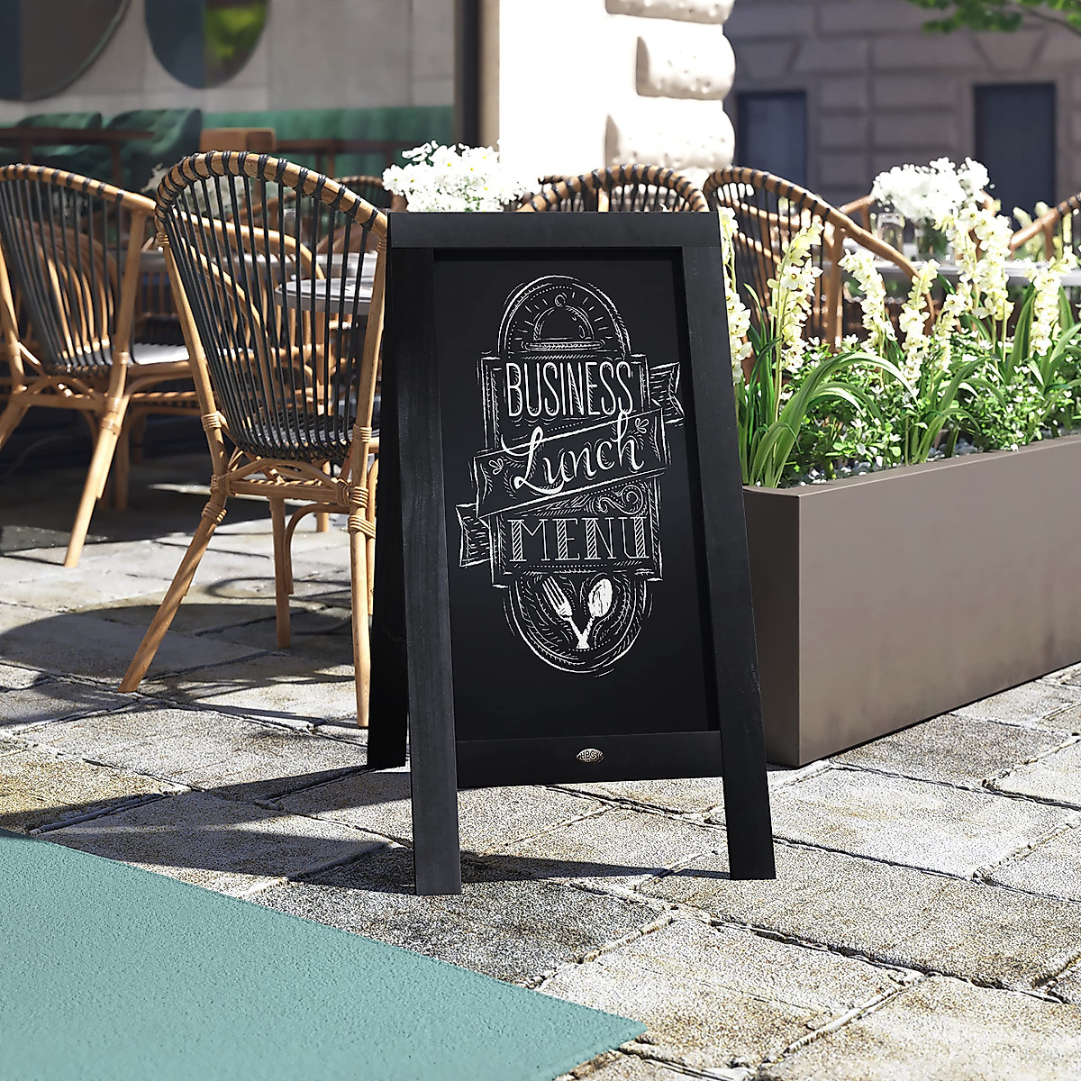 A Frame Chalkboard by HBCY Creations: 40x20 Solid Wood A-Frame Sign Black Double-Sided Magnetic Board, Chalkboard Menu Board, for Restaurants, Cafés, Weddings - Heavy Duty Hinges