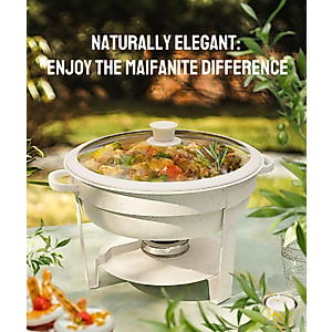 Chafing Dishes for Buffet 4PACK, [Game Changer Maifanite-Coated] Chafing Dish Buffet Set Offer The Elegance of Nature, 5QT Food Warmers for Parties Serve for Wedding, Birthday, Church Events, ETC