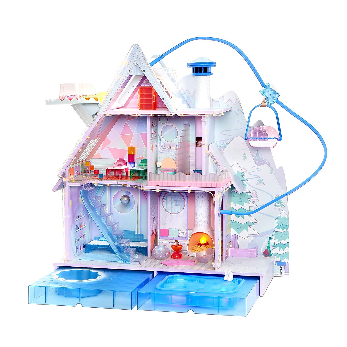 L.O.L. Surprise! Winter Disco Chalet Wooden Doll House with Exclusive Family & 95+ Surprises, Multicolor