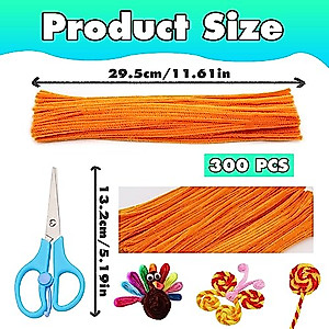 LUNARM 300 PCS Pipe Cleaners, Pipe Cleaners Crafts with Scissors Chenille Stems for Art and Craft Projects, Pipe Cleaners Chenille Stems Creative DIY Decorations (Yellow)