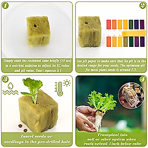 Halatool 2 Inch Garden Rockwool Stonewool, Rockwool Grow Cubes, 2 Sheets Starter Plugs for Soilless Cultivation, Seedlings Cuttings, Clone Plants, Hydroponics Germination Start (96 Plugs in Total)