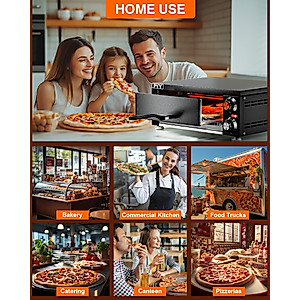 PYY Electric Pizza Oven Indoor Countertop Pizza Oven Commercial Pizza Maker Machine for Home with Timer Stainless Steel Pizza Cooker